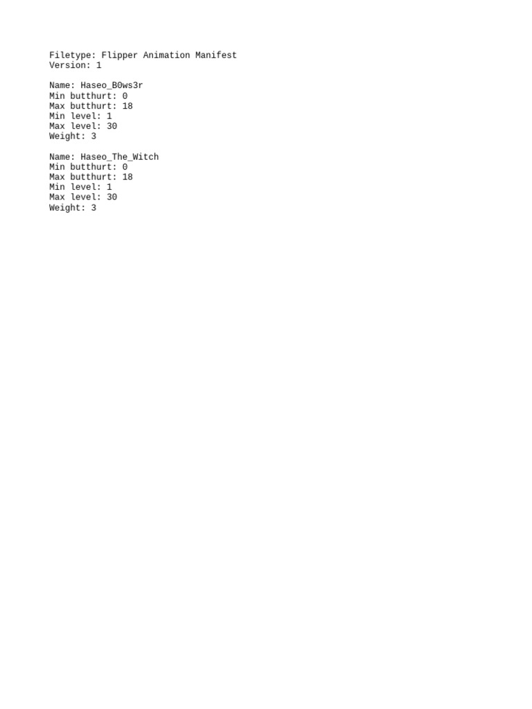 Flipper Animation Manifest v1 Details | PDF