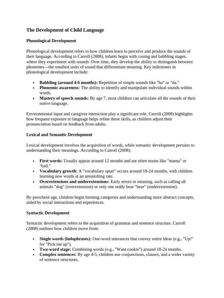 The Development of Child Language-1 | PDF | Language Acquisition | Word
