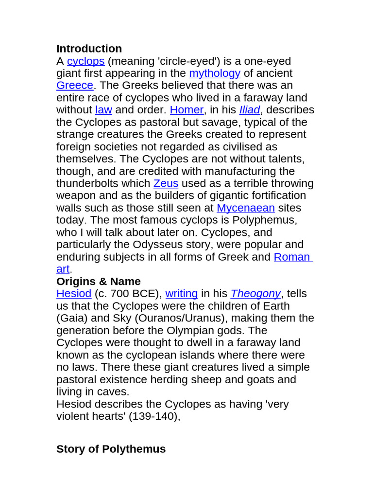 A Cyclops | PDF | Greek Deities | Odyssey
