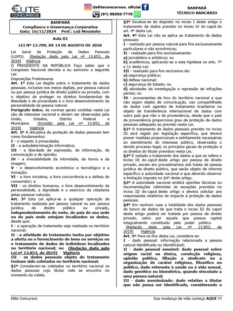 Aula02-Compliance-e-Gorvenanca-Corporativa-Lei-N-13-709-Banpara-Manha-16-11-2024 | PDF ...