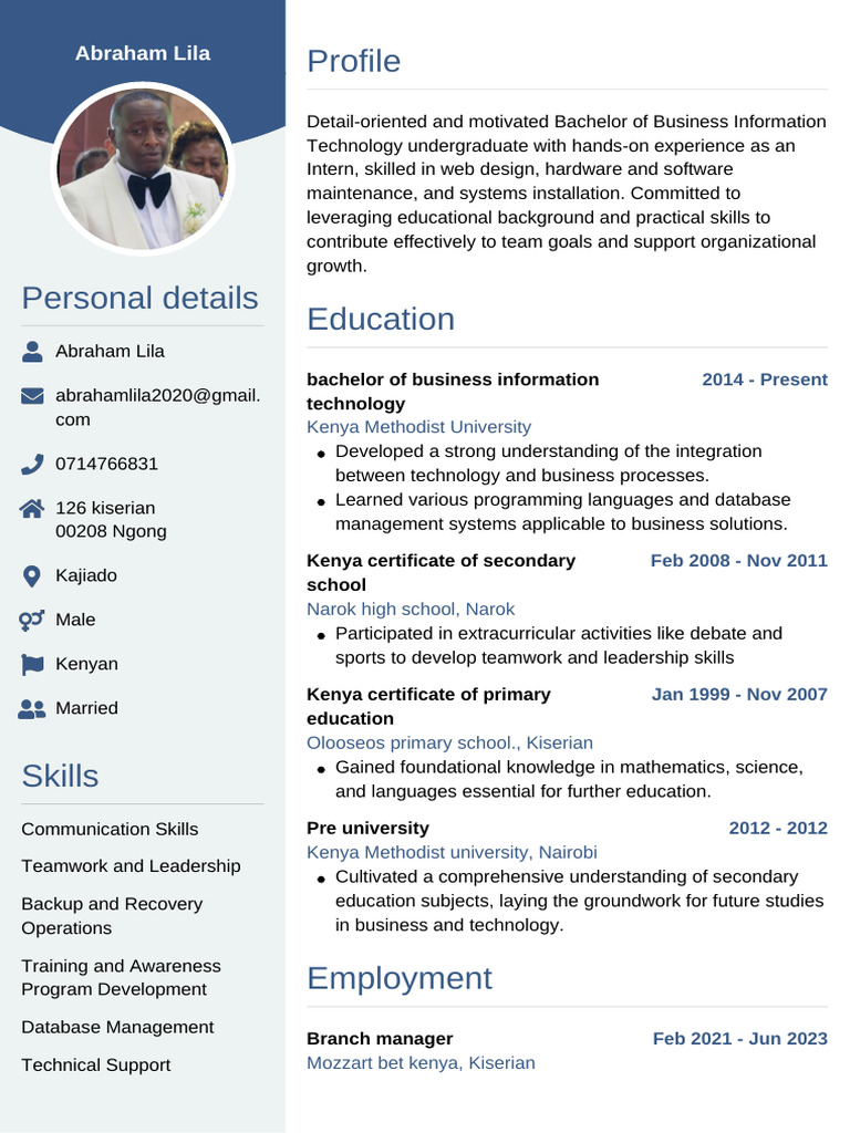 Lenayia Abraham Lila Cv | PDF | Kenya | Leadership