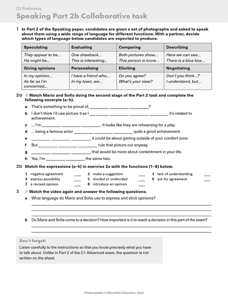 RF - C2 - Speaking Part 2b Collaborative Task | PDF | Human ...