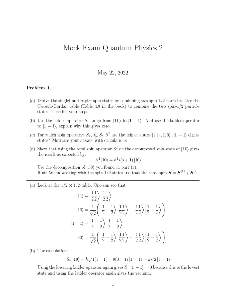 Quantum-Physics-2-mockexam-1 | PDF | Perturbation Theory (Quantum Mechanics) | Physics