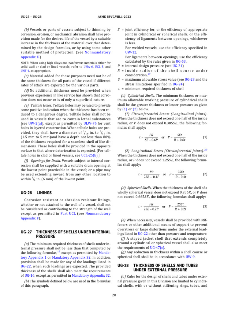 ASME VIII Div 1: UG-27 Thickness Guidelines | PDF | Building ...