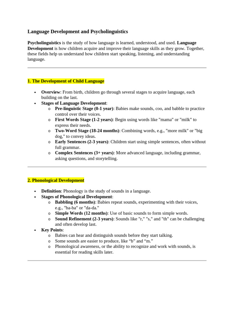 Child Language Development Overview | PDF | Language Development ...