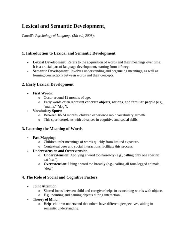 Lexical and Semantic Development 12 Dec 2024-1 | PDF | Language ...