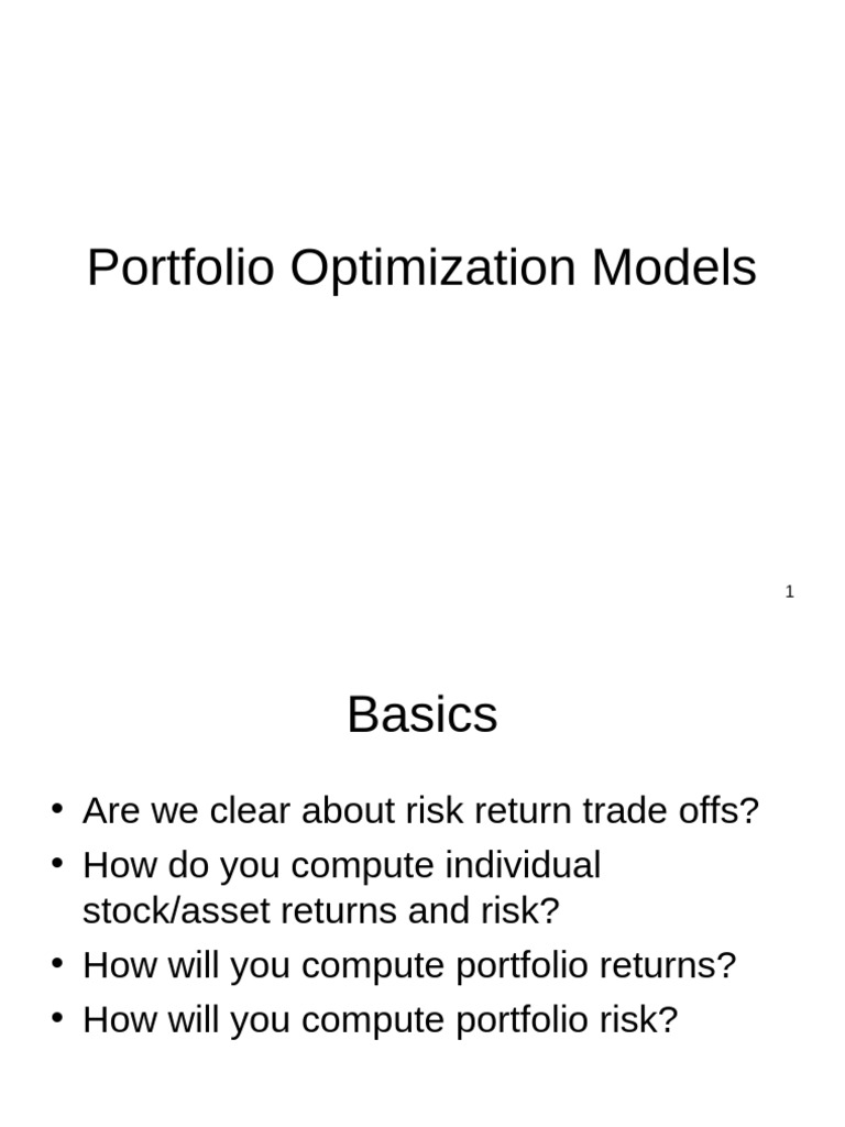 Portfolio Optimization Models | PDF | Modern Portfolio Theory | Matrix (Mathematics)