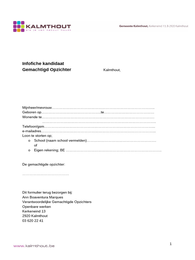 Blanco Infofiche Gemacht. Opzic | PDF
