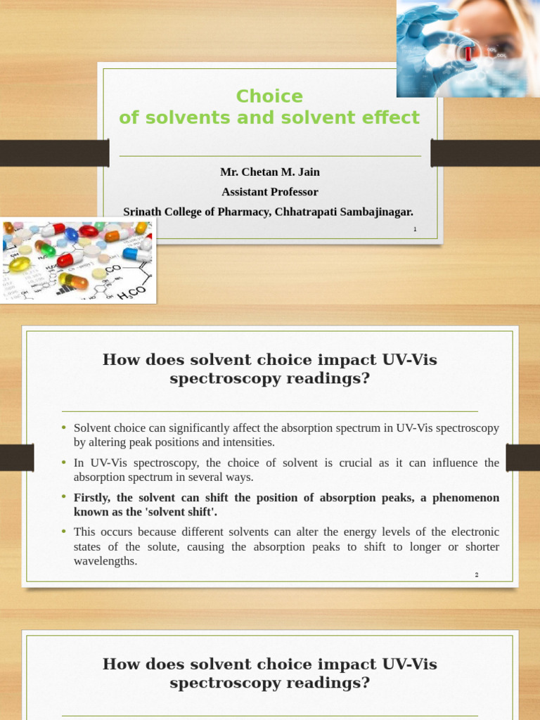 Uv Choice Of Solvent And Solvent Effect Pdf Chemical Polarity Ultraviolet Visible Spectroscopy