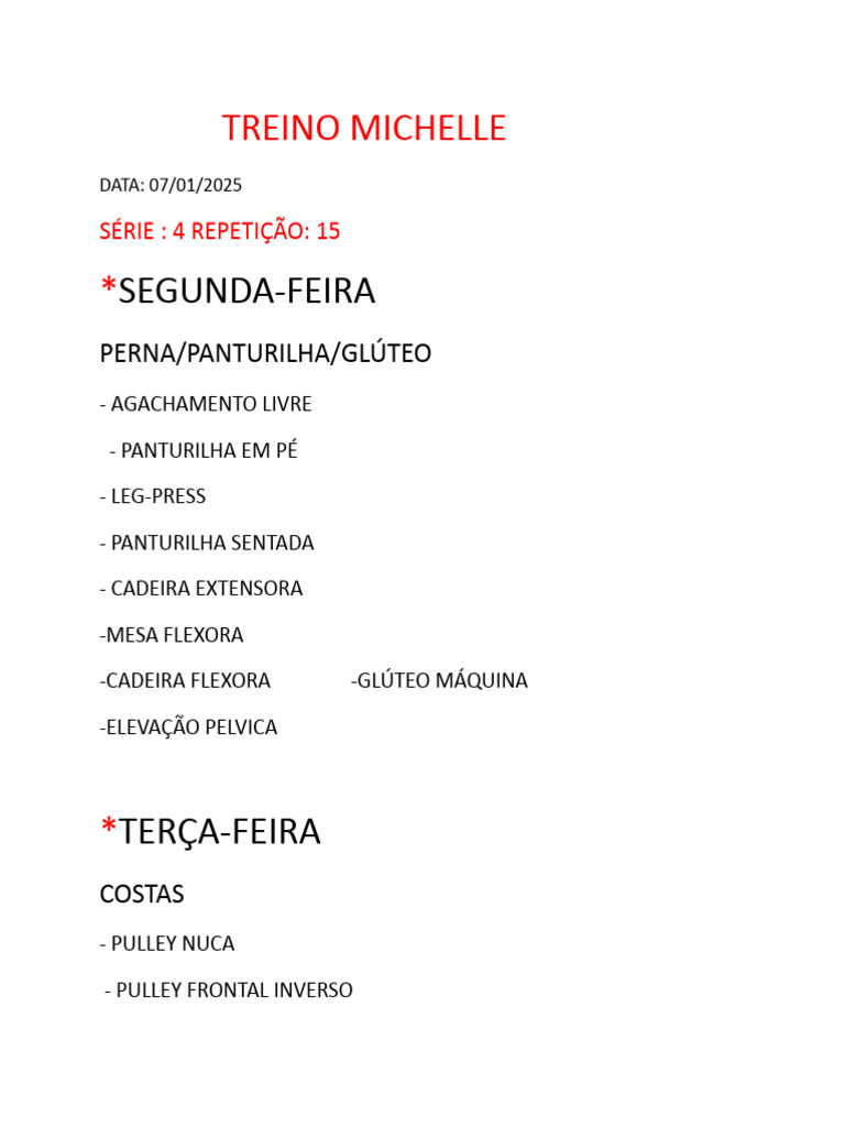 Treino Michelle | PDF