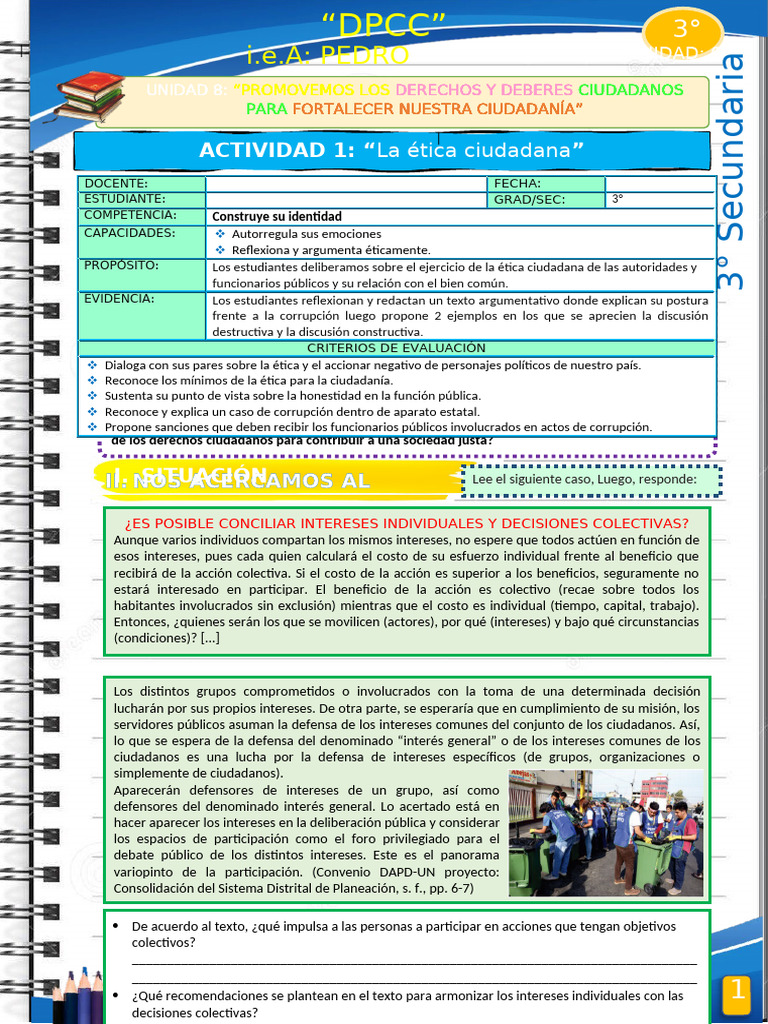 3° DPCC - Actv.01-Unid.8 2024 | PDF | Democracia | Ideologías políticas