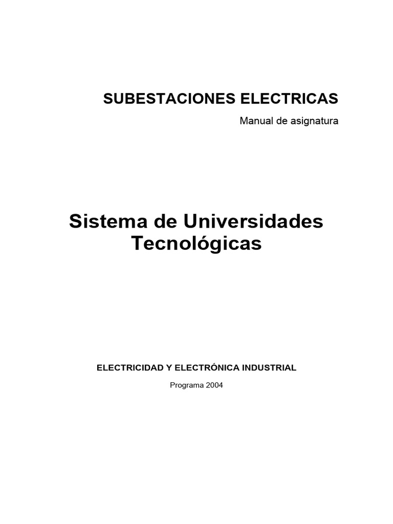 Manual de Subestaciones Eléctricas | PDF | Ingenieria Eléctrica | Transformador