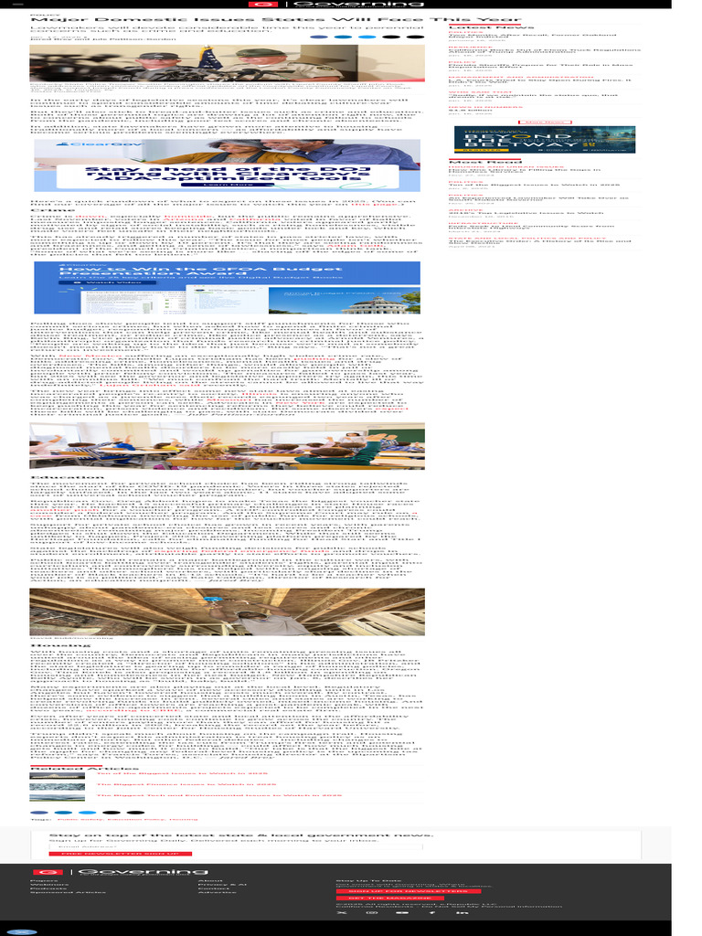 Major Domestic Issues States Will Face This Year | PDF | Prison ...