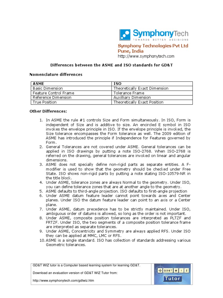 ASME - IsO GD&T Standard Differences | PDF | Space | Teaching Mathematics
