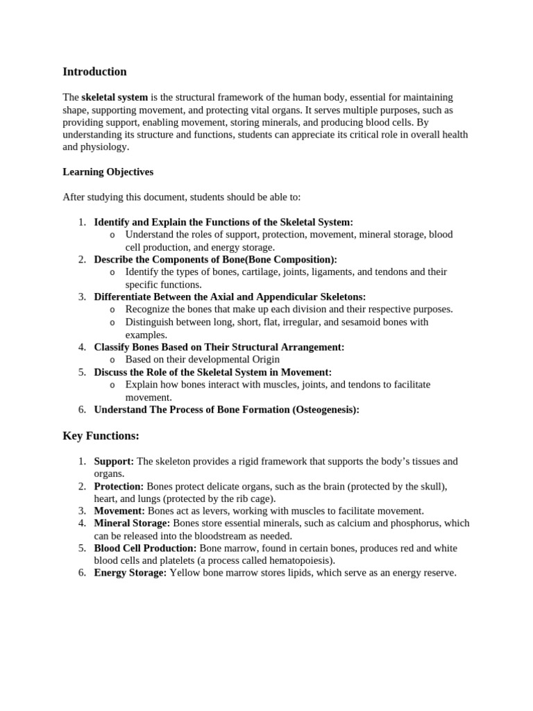 Functions and Structure of the Skeletal System | PDF | Pelvis ...