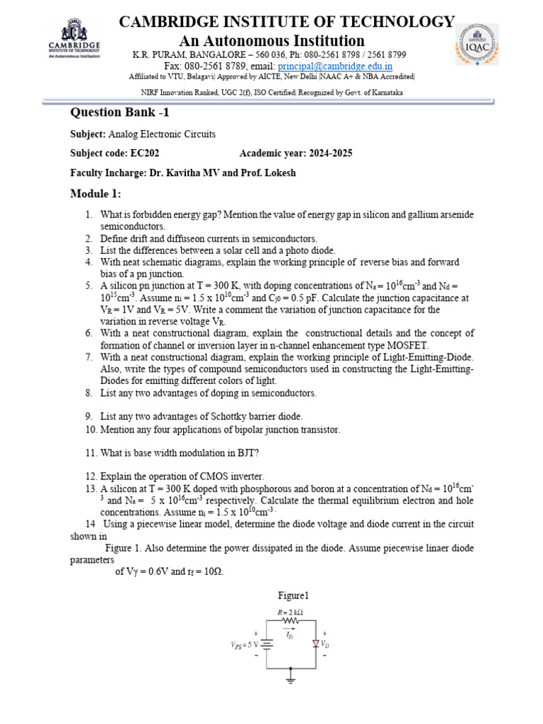 QB AEC Important Questions | PDF | Field Effect Transistor | Operational Amplifier