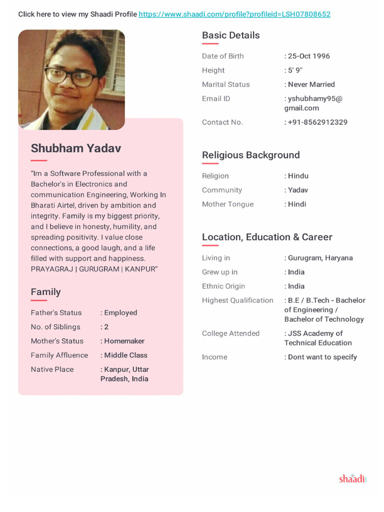 Shubham Biodata(3) | PDF