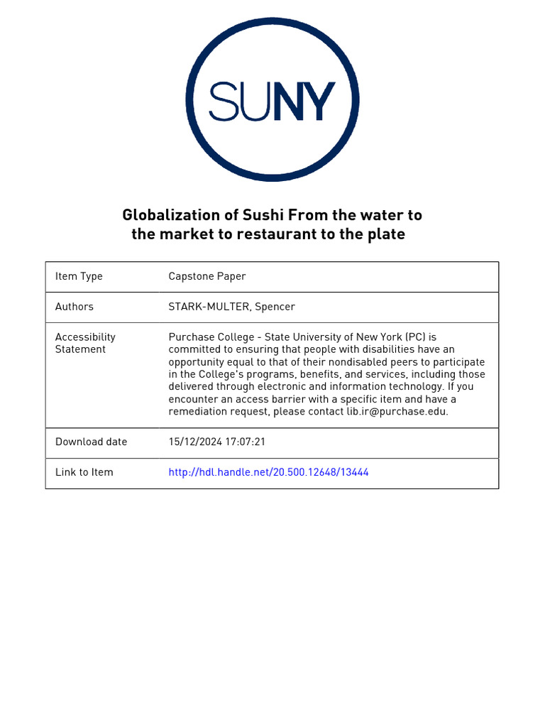 Sushi Globalization Through Food Culture (SUNY) | PDF | Sushi ...