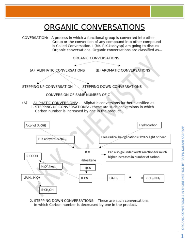 Organic Conversions Explained Simply | PDF | Organic Chemistry | Chemistry