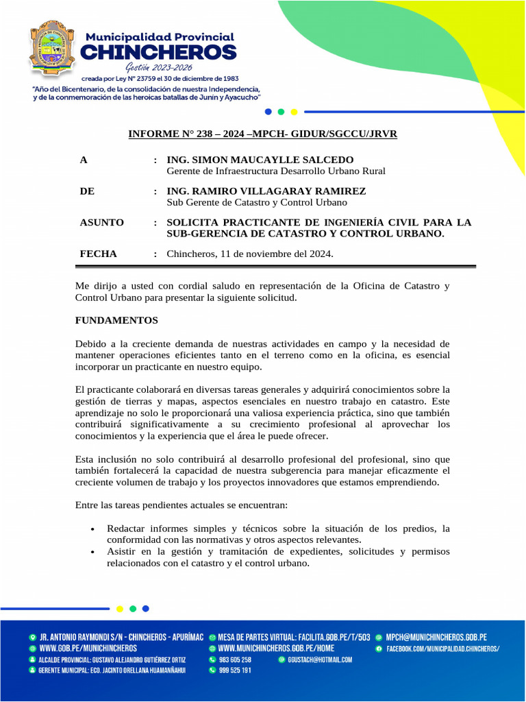 Solicitud de Practicante en Ingeniería Civil | PDF