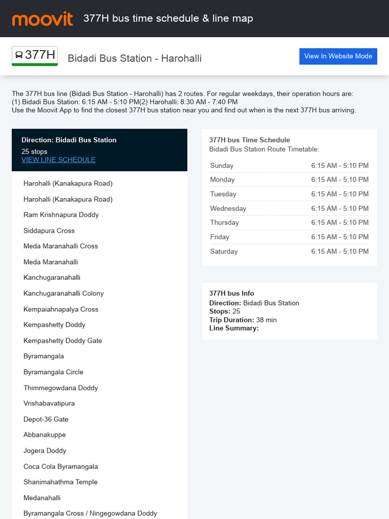 Harohalli-Bidadi Bus Timings & Routes | PDF | Workweek And Weekend ...