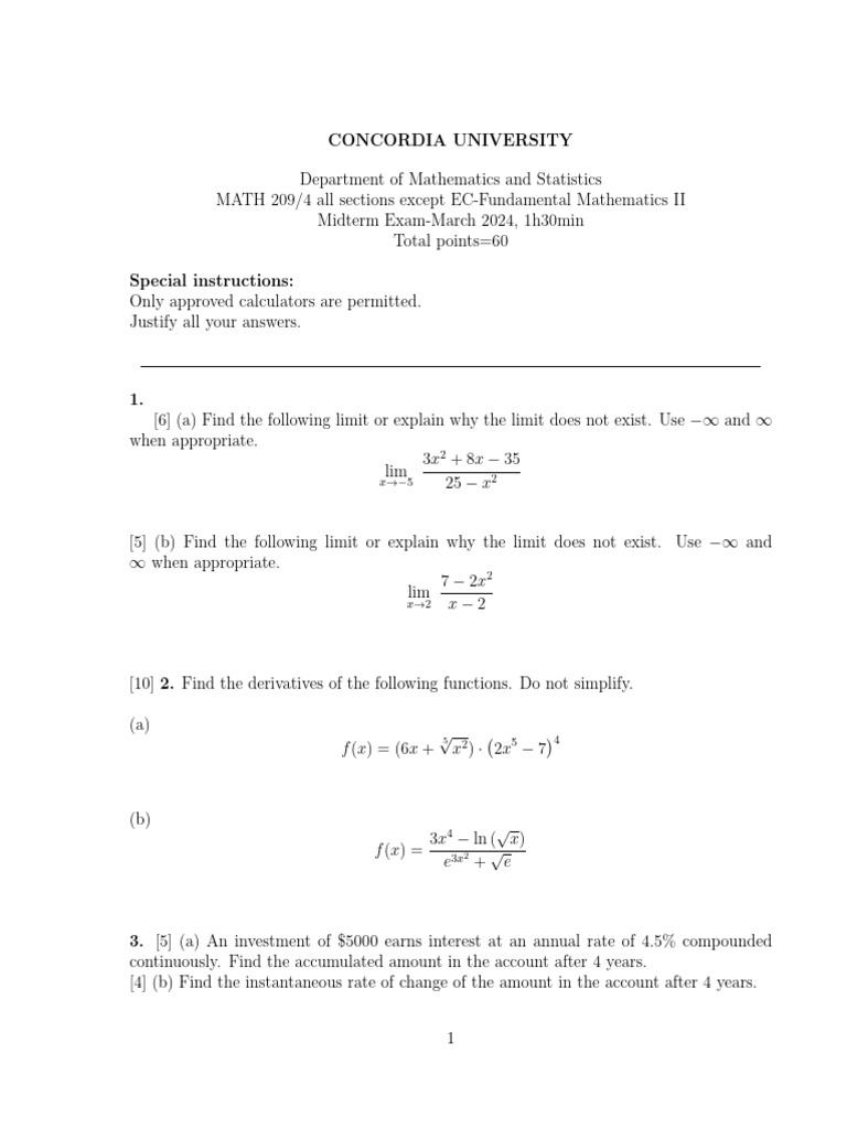 Midterm Exam Math 209 W 2024 Pdf Demand Microeconomics