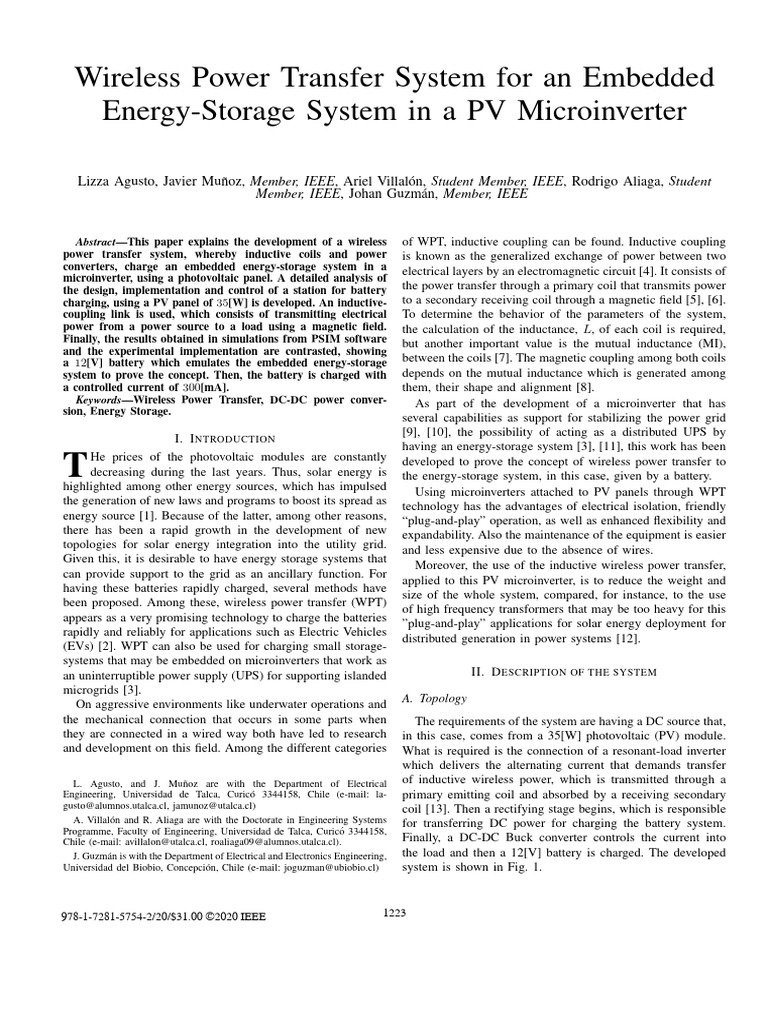 Wireless Power Transfer for PV Microinverter | PDF | Inductance | Power ...