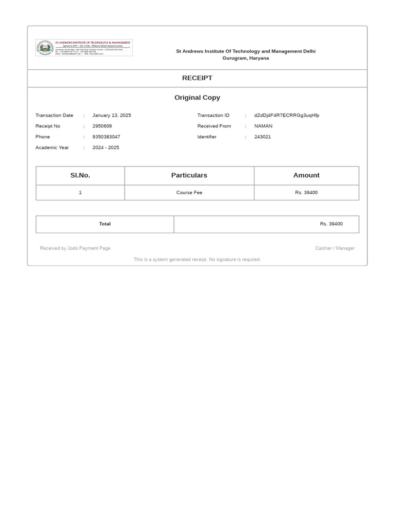 Receipt | PDF