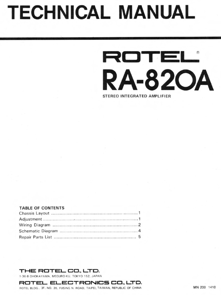 Rotel RA 820A Service Manual | PDF