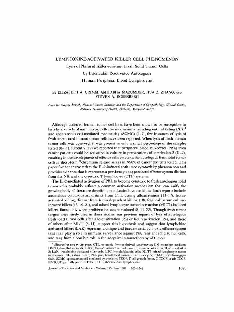 LAK cell phenomenon | PDF | Natural Killer Cell | Interleukin 2
