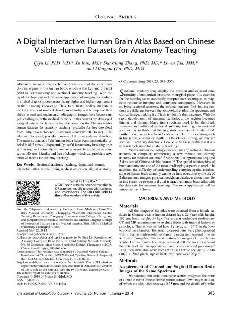 A Digital Interactive Human Brain Atlas Based On Chinese Visible Human ...