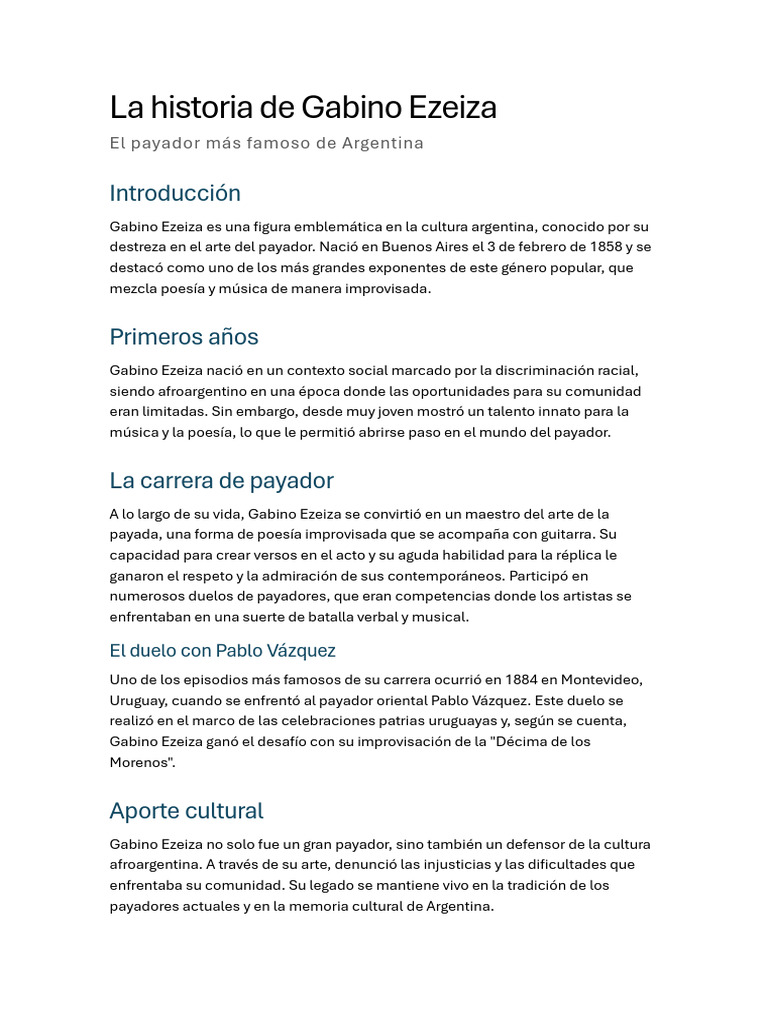 La Historia de Gabino Ezeiza | PDF