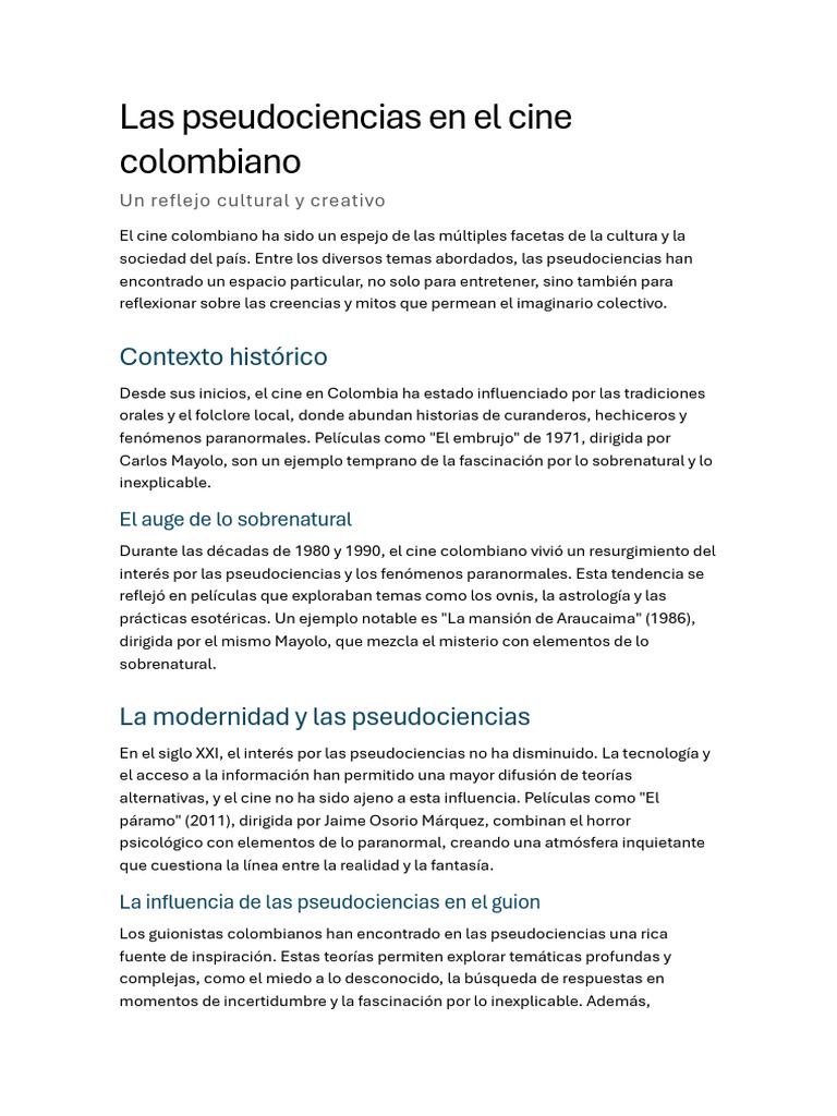 Las Pseudociencias en El Cine Colombiano | PDF | Pseudociencia