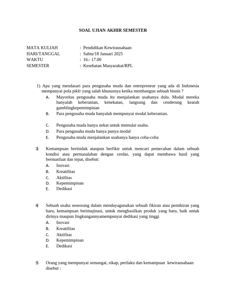 Soal Uas RPL Kisi Kisi | PDF