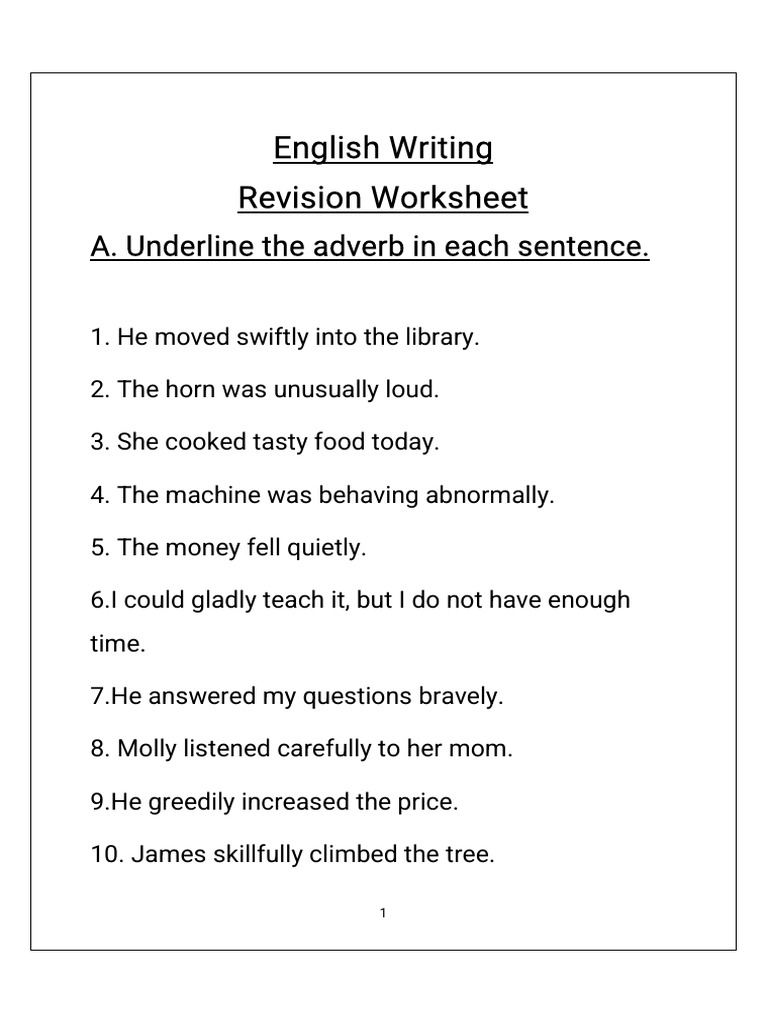 English Writing Revision Worksheet | PDF