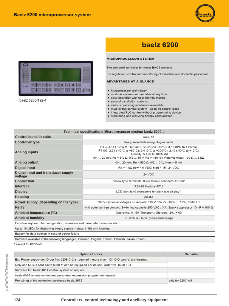 Baelz Data Sheet 6200 3618 | PDF | Power Supply | Electrical Engineering