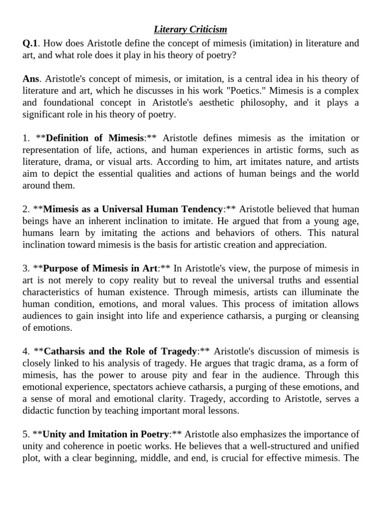 Aristotle's Mimesis and Tragic Heroism | PDF | Tragedy | Poetry