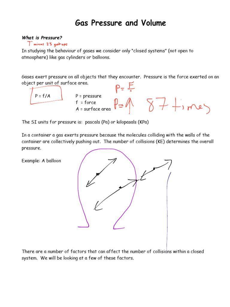 Gas Pressure and Volume Relationships | PDF | Gases | Pressure