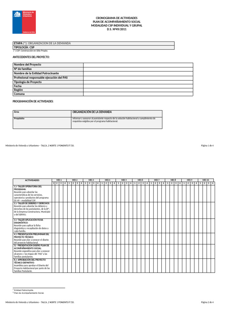 7. Formato_Cronograma Actividades Etapa Previa PAS CSP individual | PDF