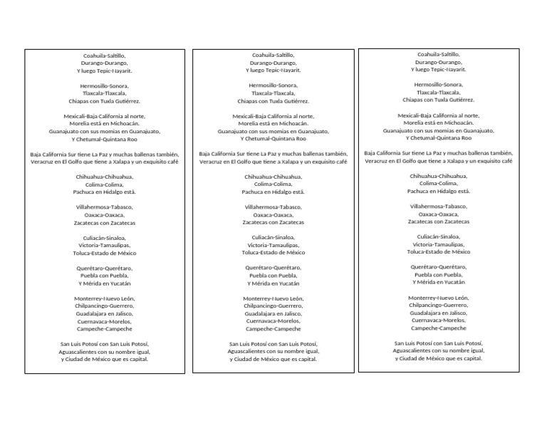 Estados y Capitales | PDF | México