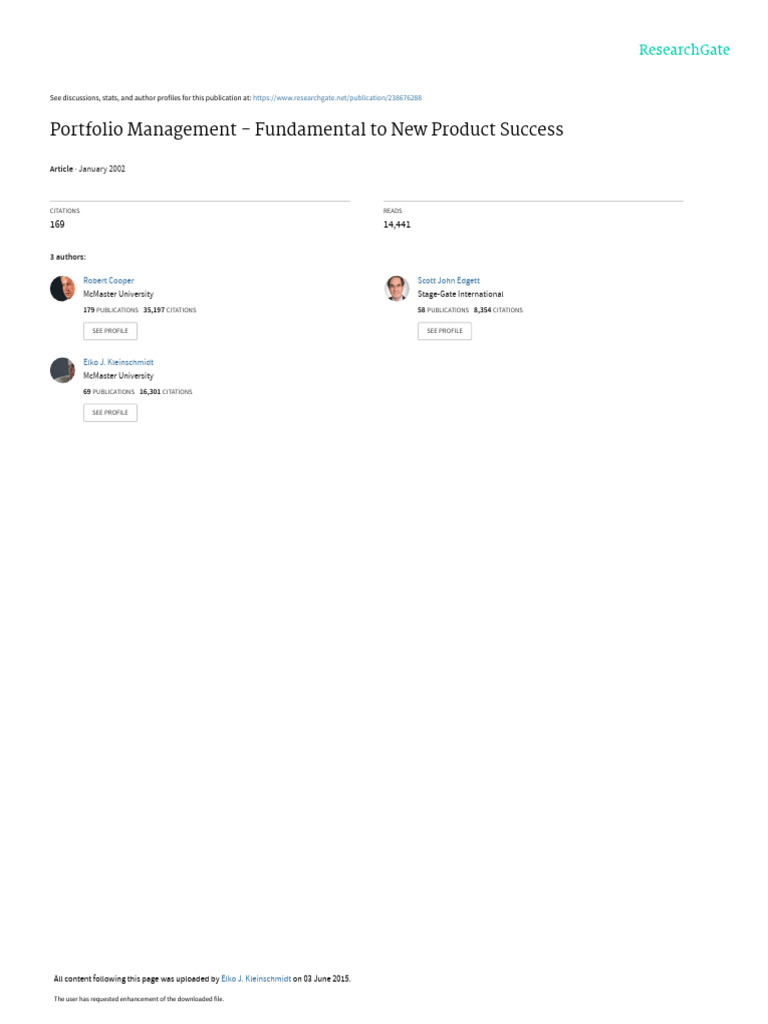 Portfolio Management for Product Success | PDF | Net Present Value | Risk