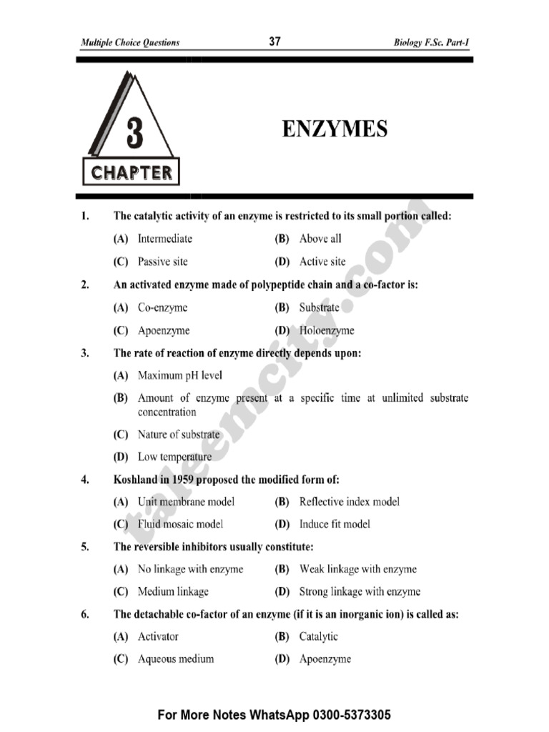 1st Year Biology CH-3 Mcqs | PDF