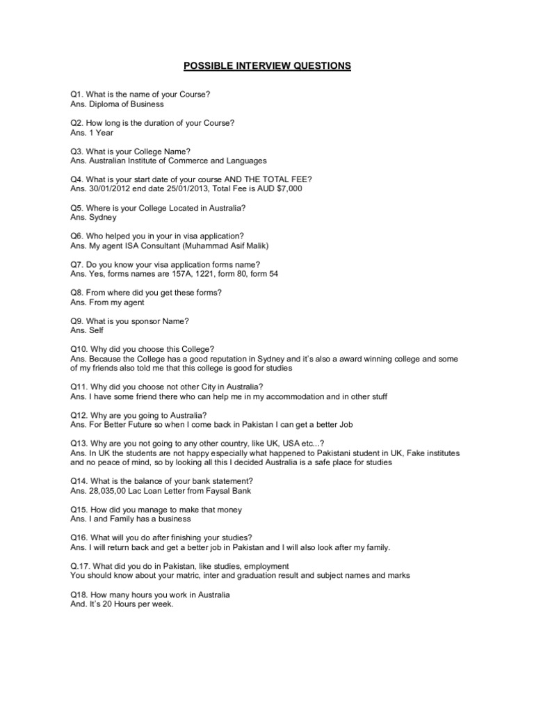 Possible Interview Questions | PDF