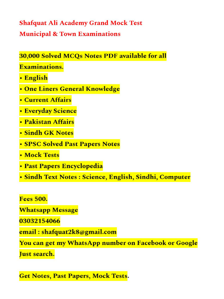 Grand Mock Test | PDF