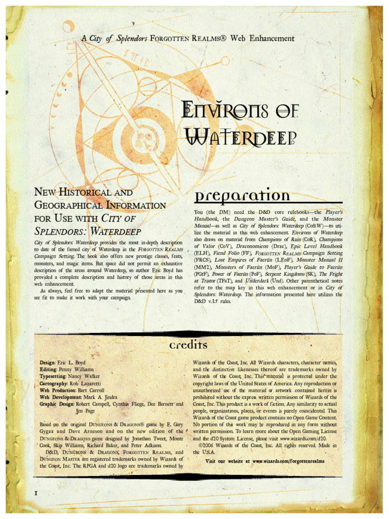 Waterdeep Enviroments | PDF | Elf (Dungeons & Dragons) | Dungeons & Dragons
