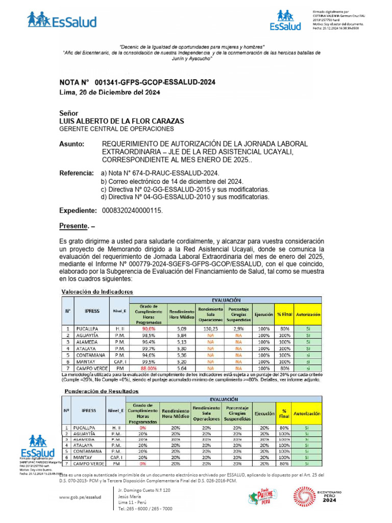 Nota N° 001341-GFPS-GCOP-ESSALUD-2024 | PDF