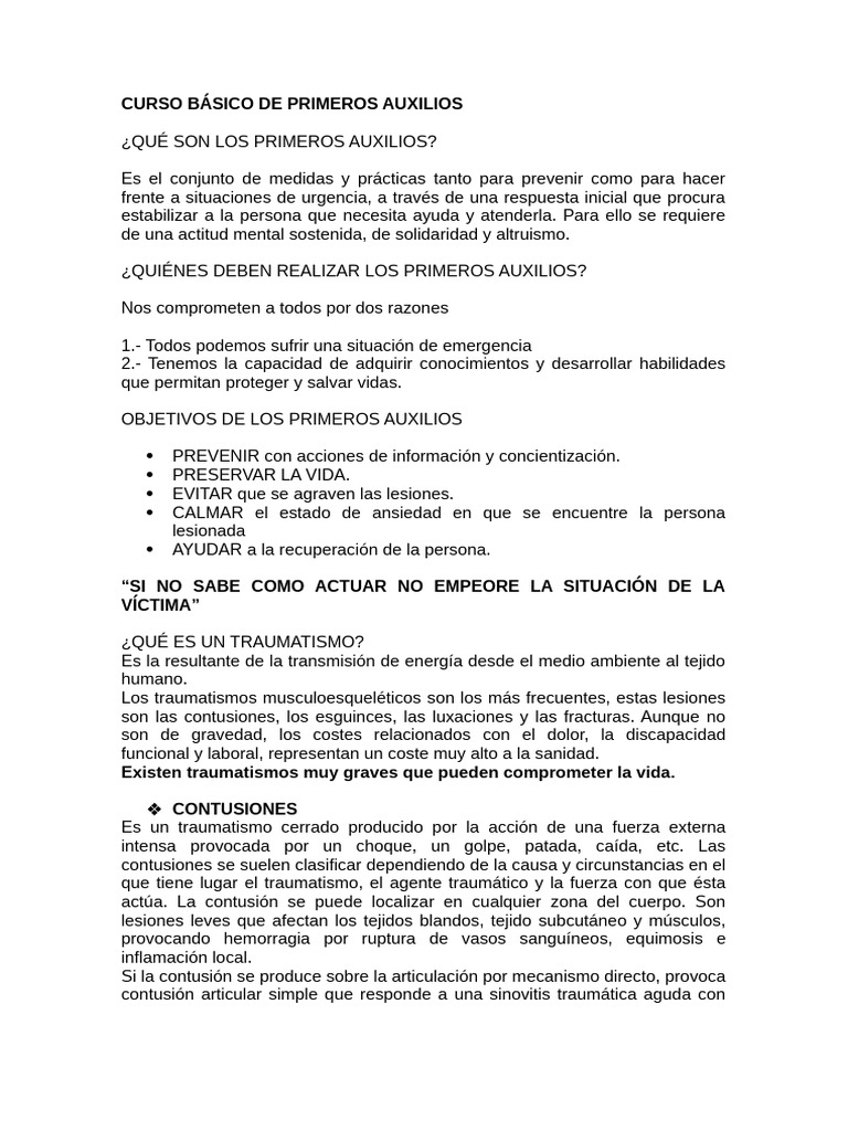Curso Básico de Primeros Auxilios | PDF | Presión sanguínea | Herida