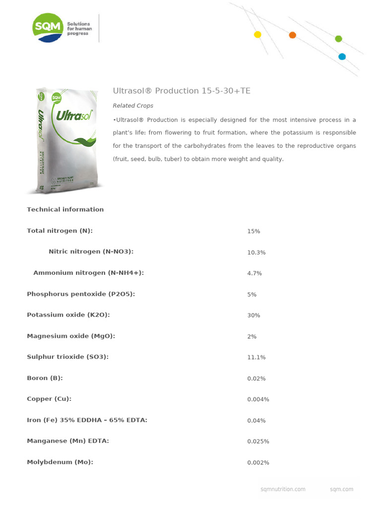 Ultrasol® 15-5-30 Fertilizer Details | PDF