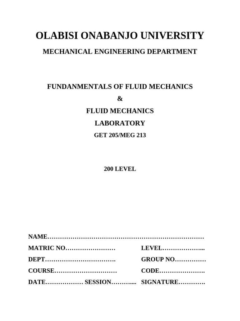 Fluid Mechanics I-Laboratory-Meg 213 | PDF | Buoyancy | Density