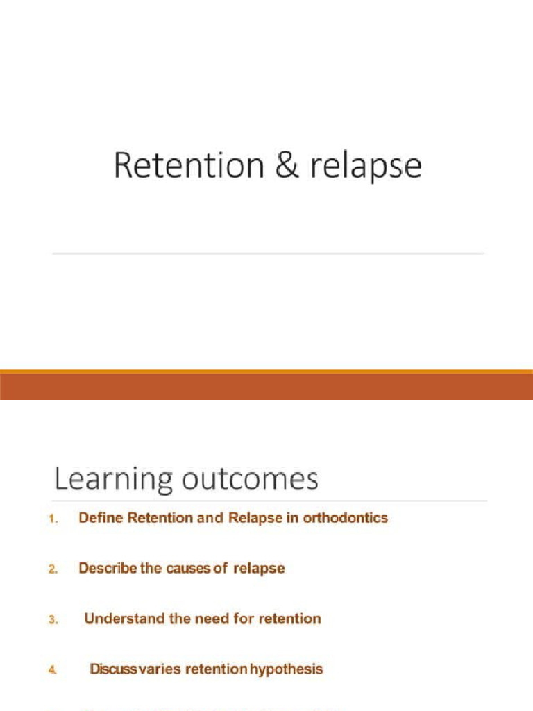 Retention and Relapse in Orthodontics | PDF